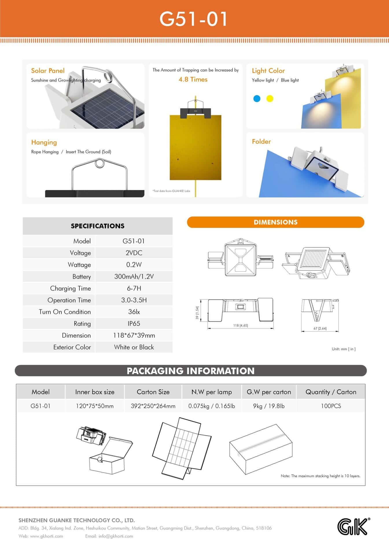 G51-01 SOLAR PESTS TRAP LAMP - GK LED Grow Lights